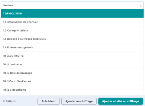 Guide d'utilisation de Batiprix Web Chiffrage