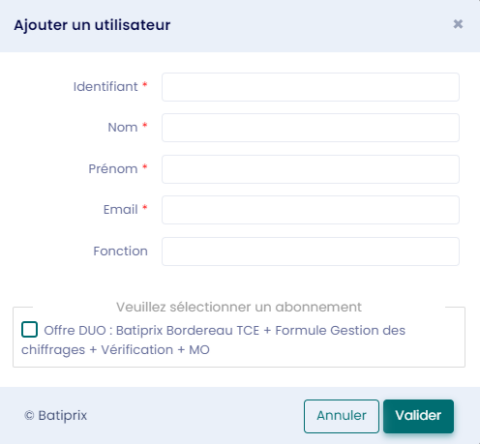 Guide d'utilisation de Batiprix Web Chiffrage